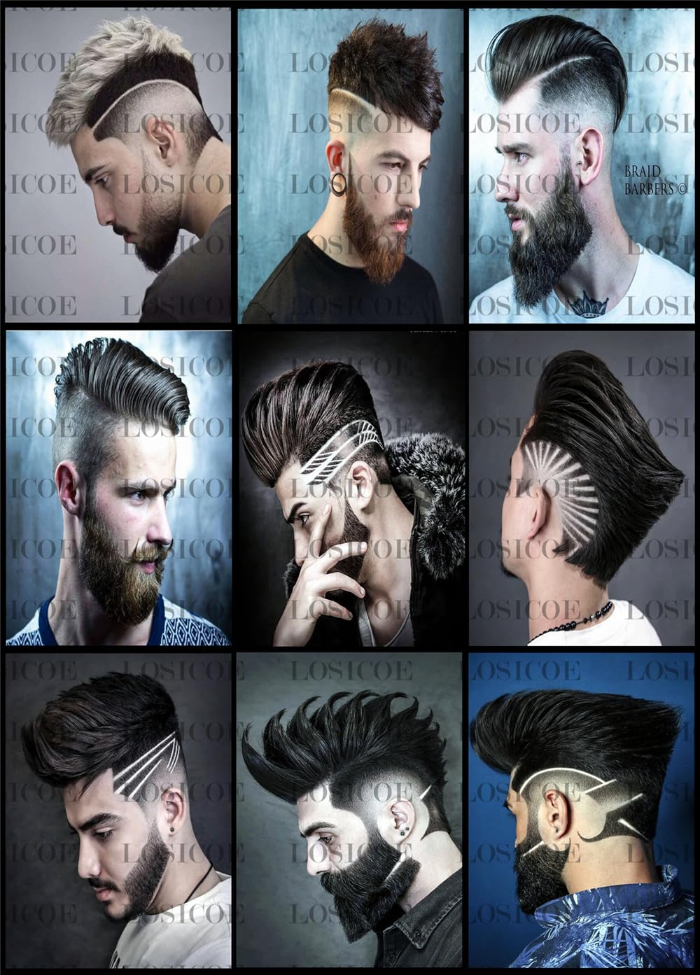 Barber Shop Posters Haircuts Mohawks UNIQUE SALON BARBERSHOP MENS LOOK
