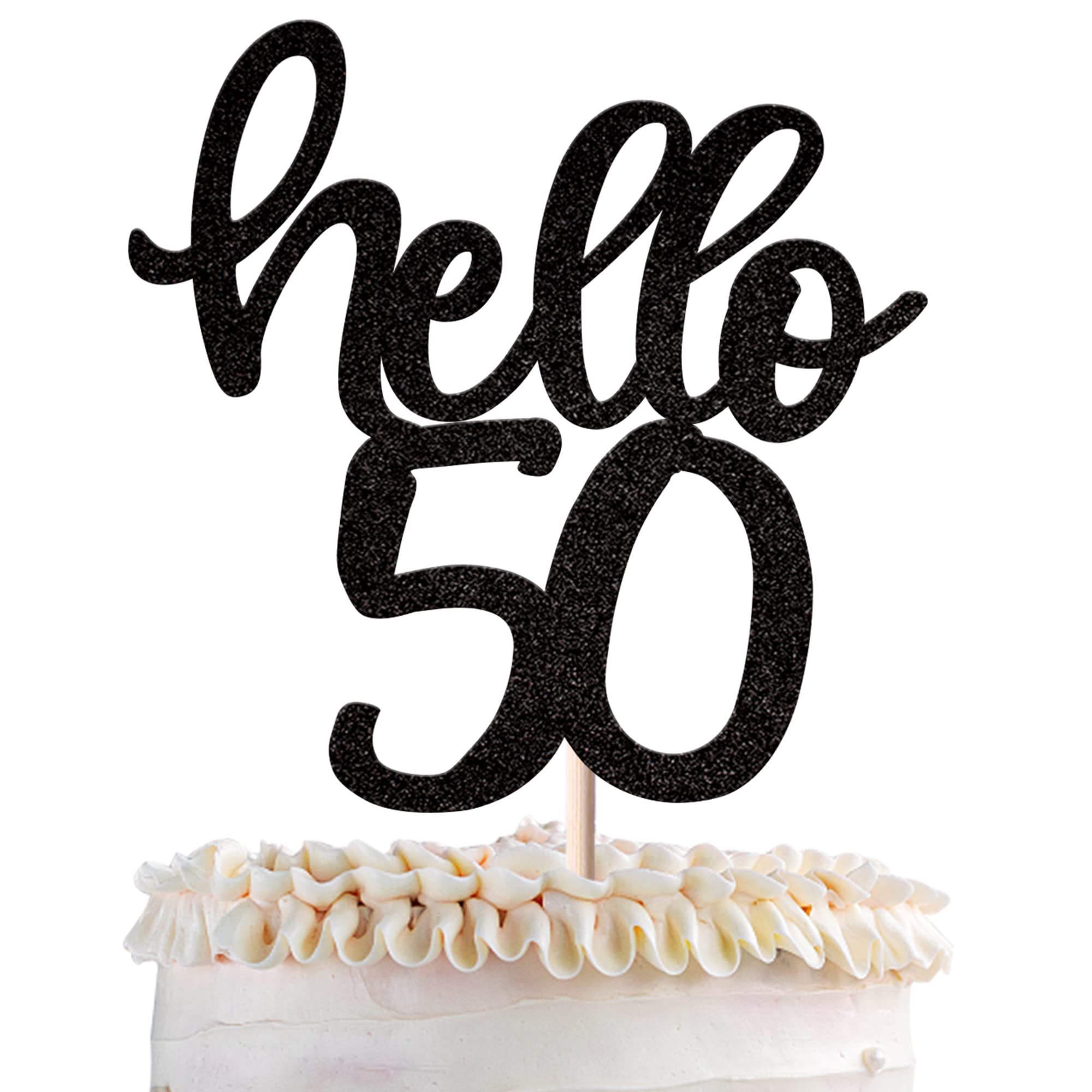Amazon.com: 1 Pack Hello 50 Cake Topper Glitter 50th Birthday Cake Pick ...