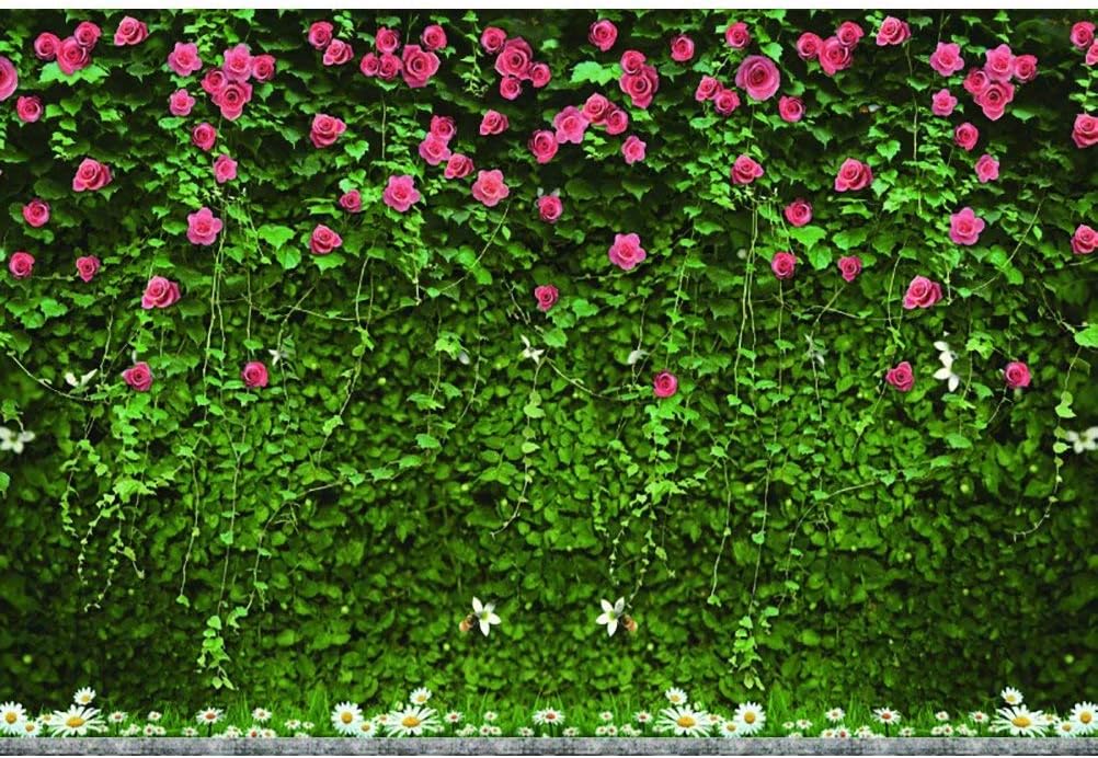 Amazon.com : Greenery Backdrop with Flowers Green Leaf White Flower ...