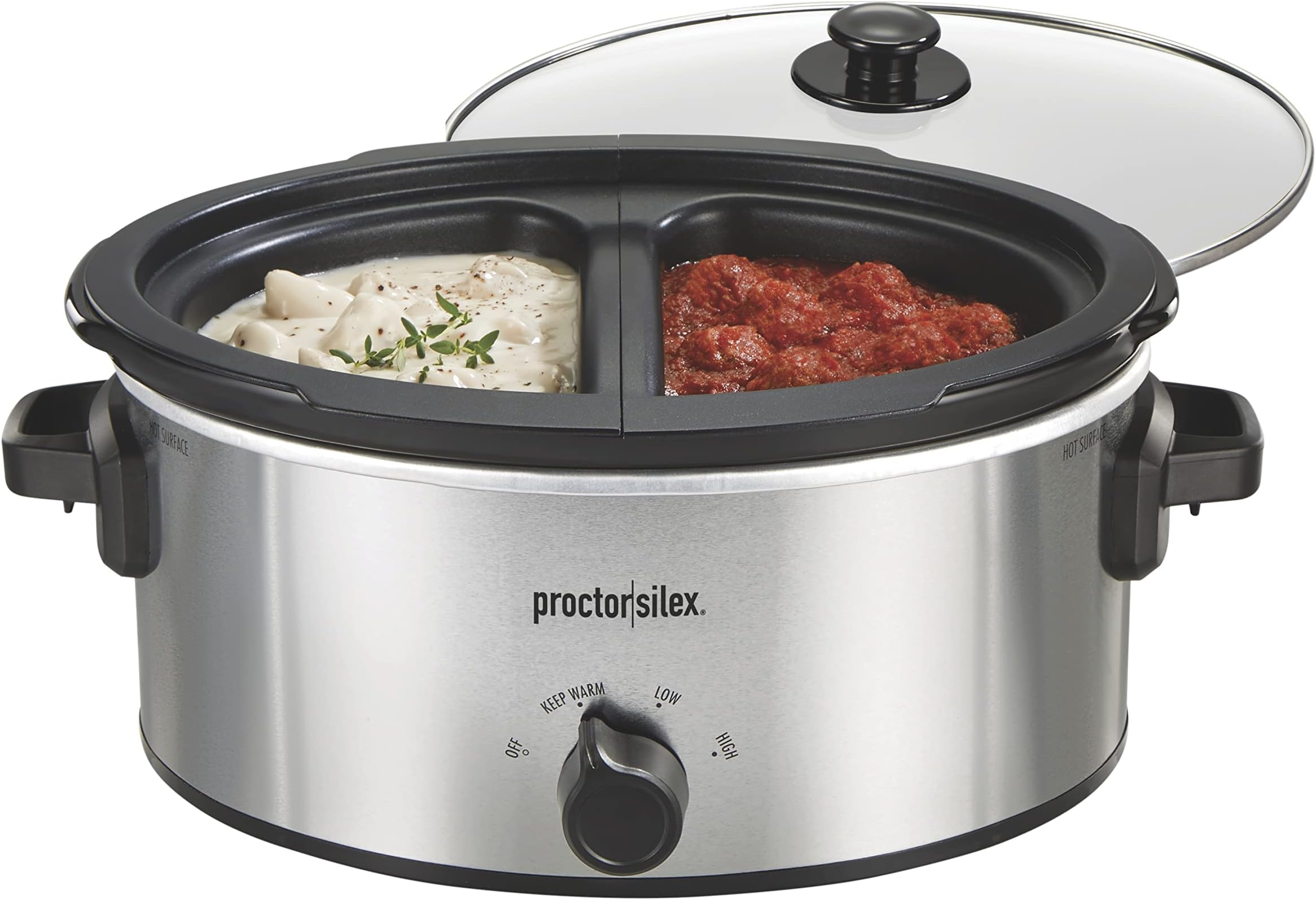 Amazon.com: Proctor Silex Double Dish Slow Cooker with 6qt Crock and ...