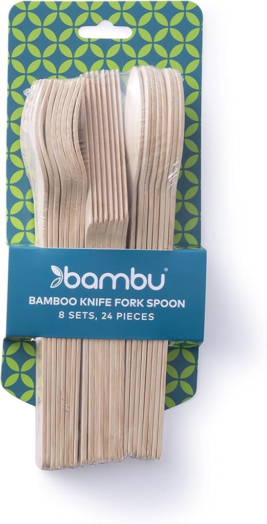 Amazon.com: Bambu, Disposable Bamboo Cutlery Set, 100% Organic ...