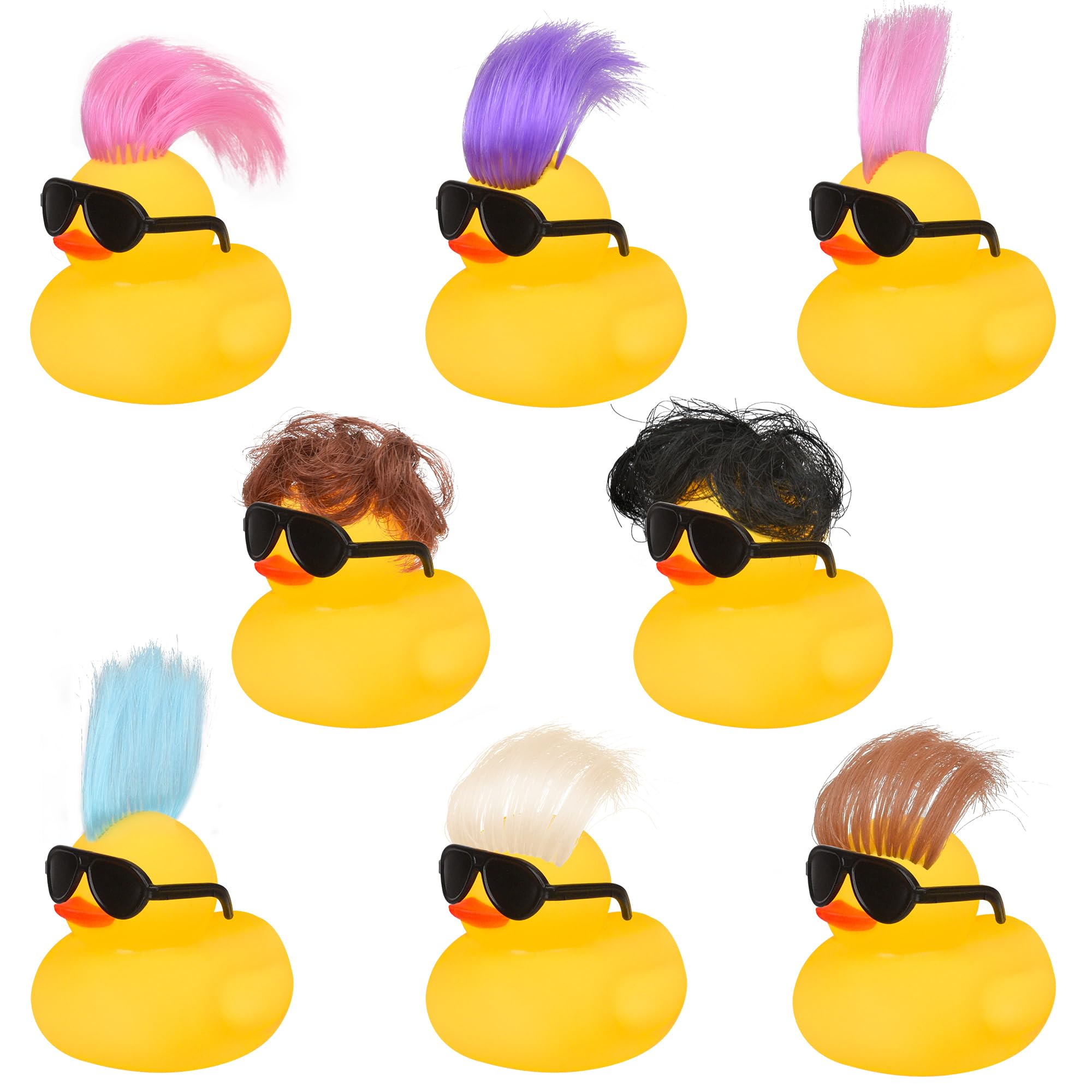 Amazon.com: Rubber Ducks Bath Toys with Wig and Black Sunglasses, 12 ...
