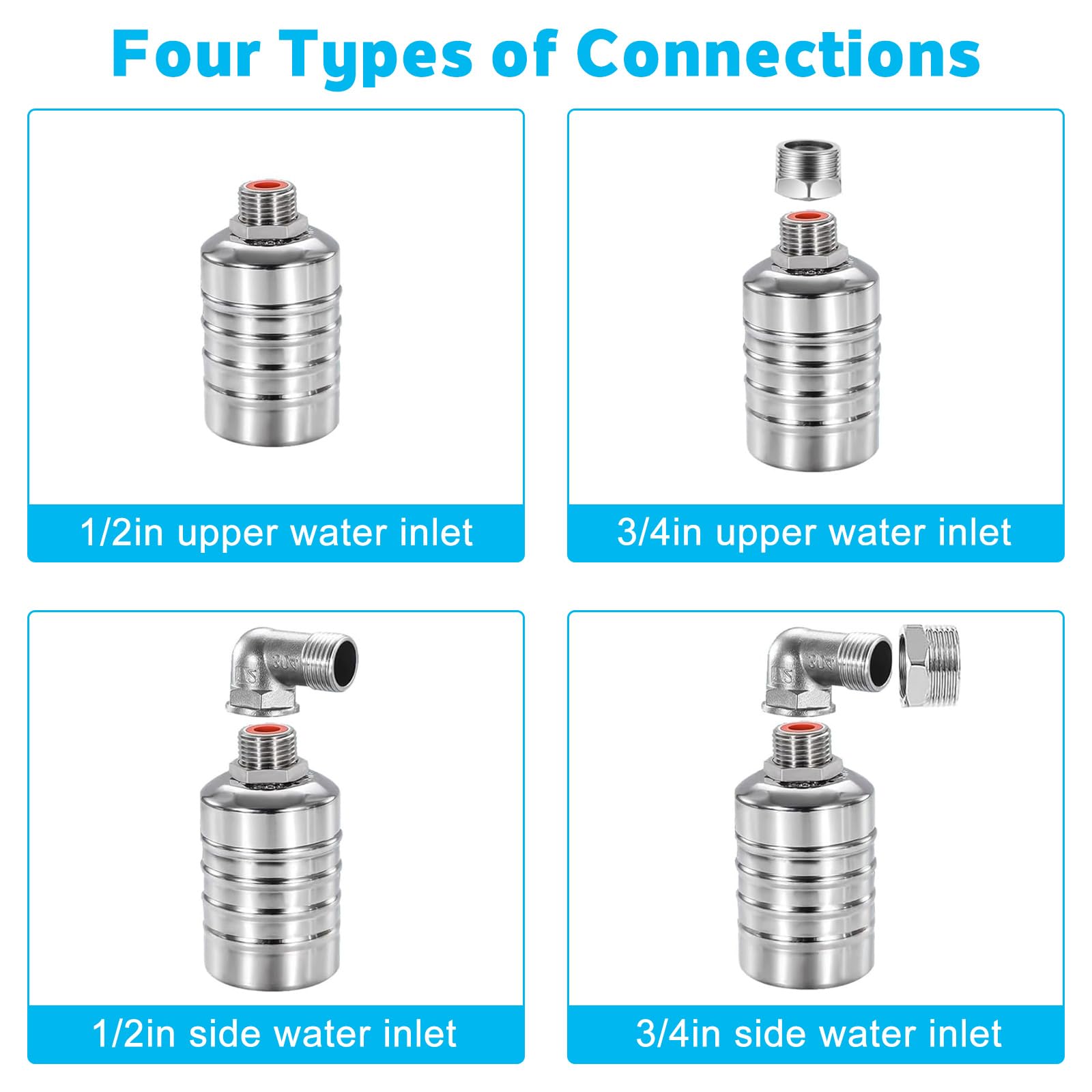 Snapklik.com : 2 Pack Water Float Valve For Water Tank,1/2" To 3/4 ...