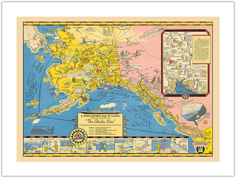 Amazon.com: A Good-natured Map of Alaska - The Alaska Line - Alaska ...