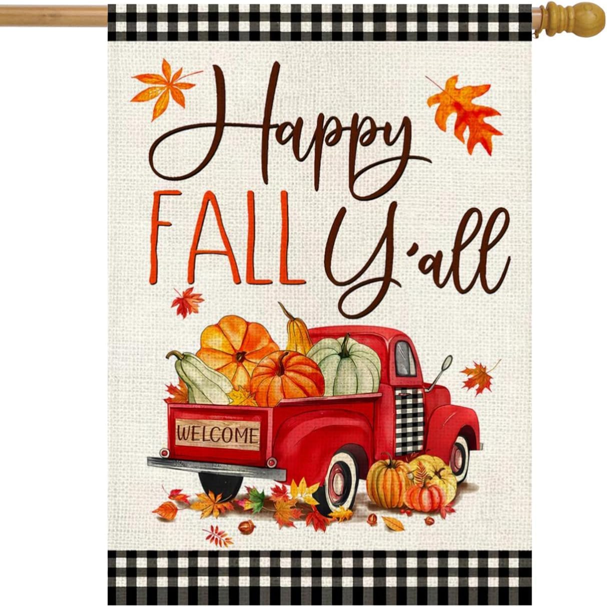 Amazon.com : Fuqimanman2020 Happy Fall Y'all Garden Flag 28x40 inch ...