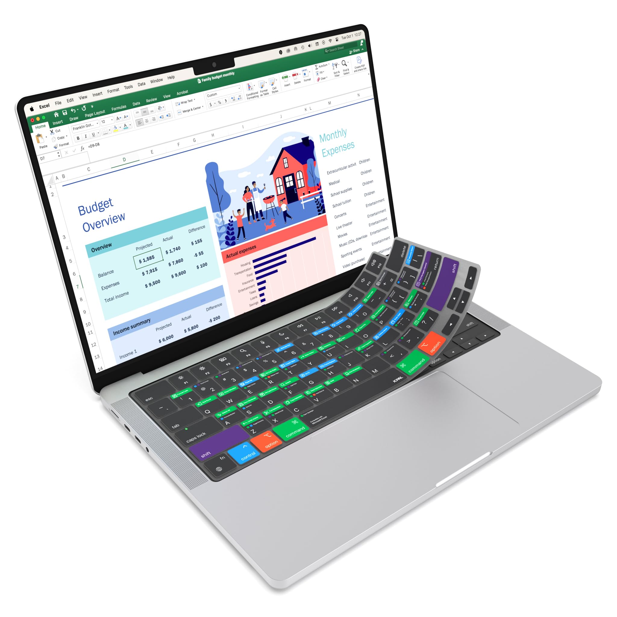 Amazon.com: JCPal Microsoft Excel Shortcut Guide Keyboard Cover for ...