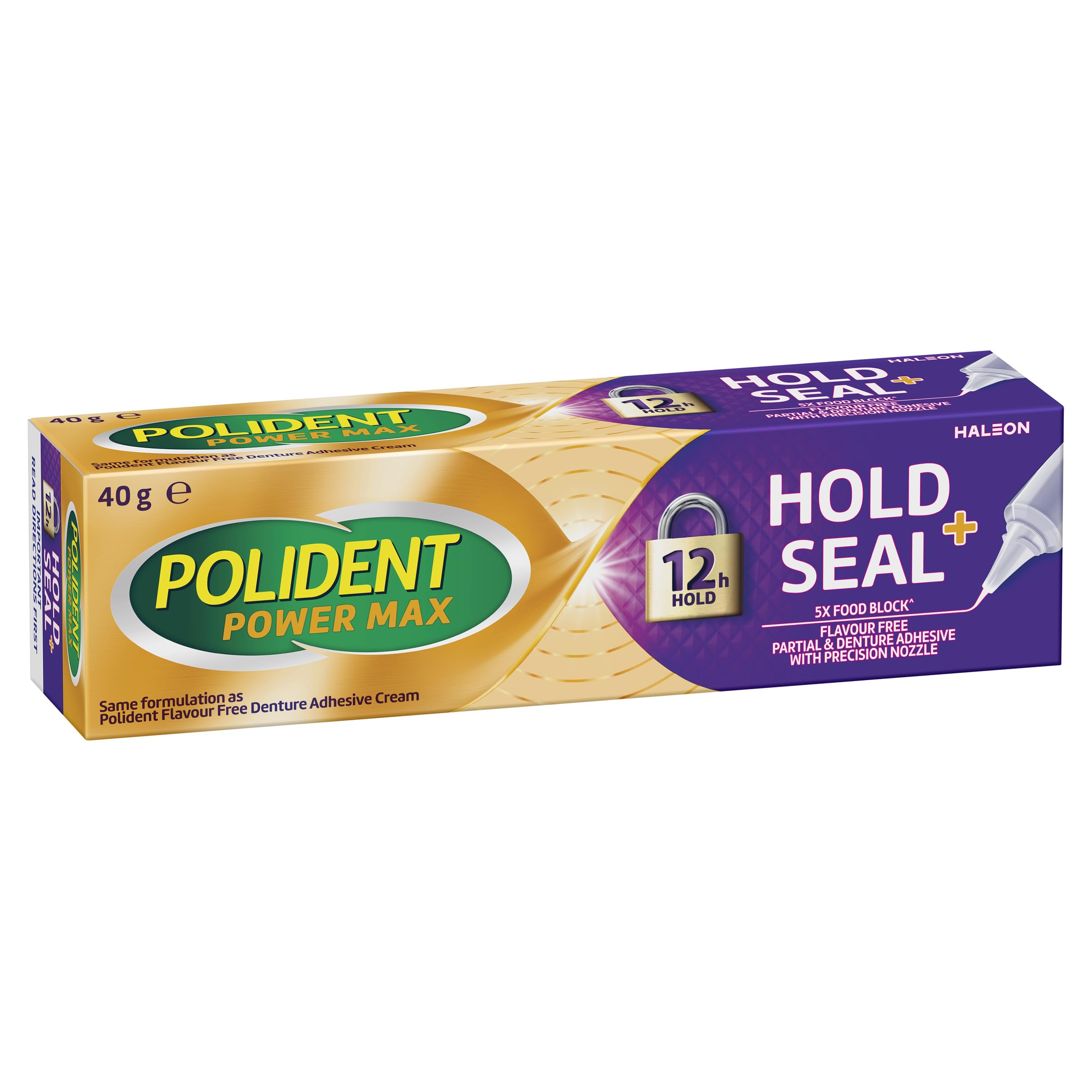 Polident Powermax Denture Adhesive Cream, Flavor Free, 40g : Amazon.com ...