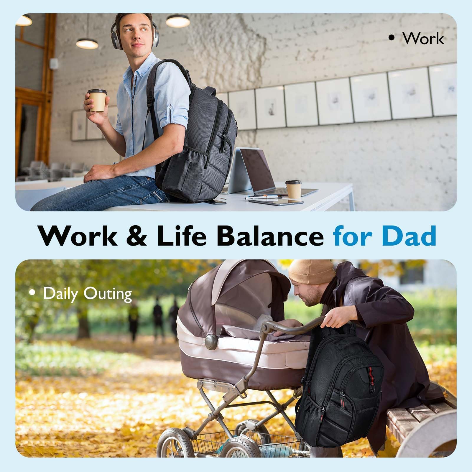 Snapklik.com : Mommore Dad Diaper Bag, Large Laptop Backpack