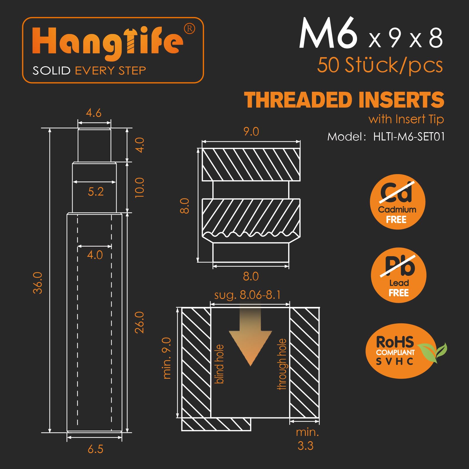 Snapklik.com : HANGLIFE M6 Heat-Set Threaded Inserts