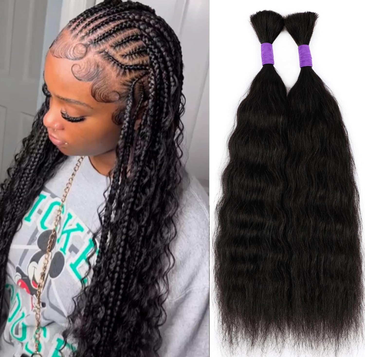 Amazon.com : CSWF Super French Bulk Human Hair for Braiding No Weft ...