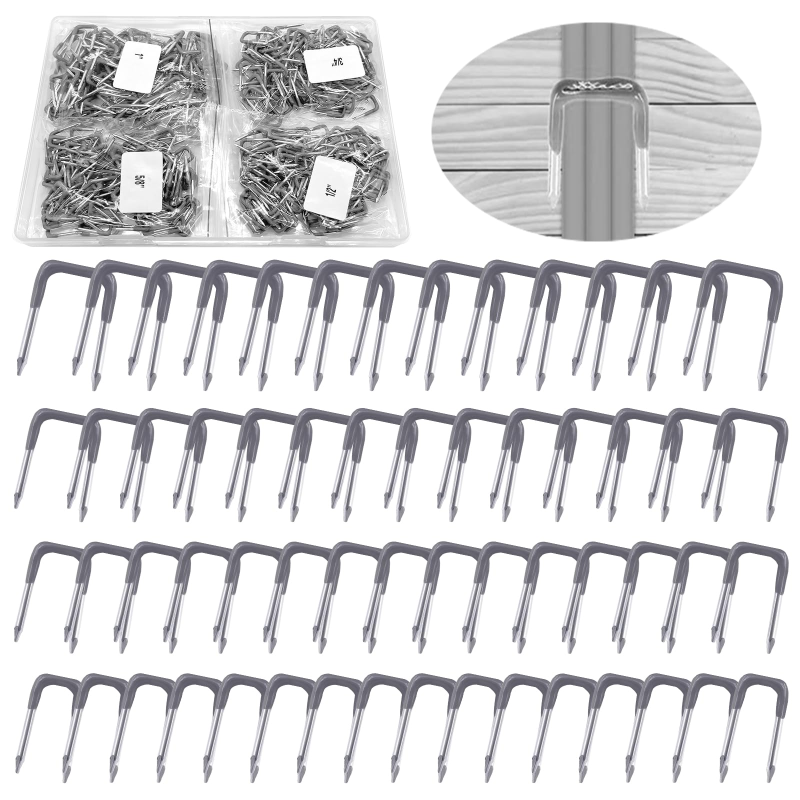 Amazon.com: Yauhar 400Pcs 5/8" 3/4" 1/2" 1" Insulated U Staple Nails ...