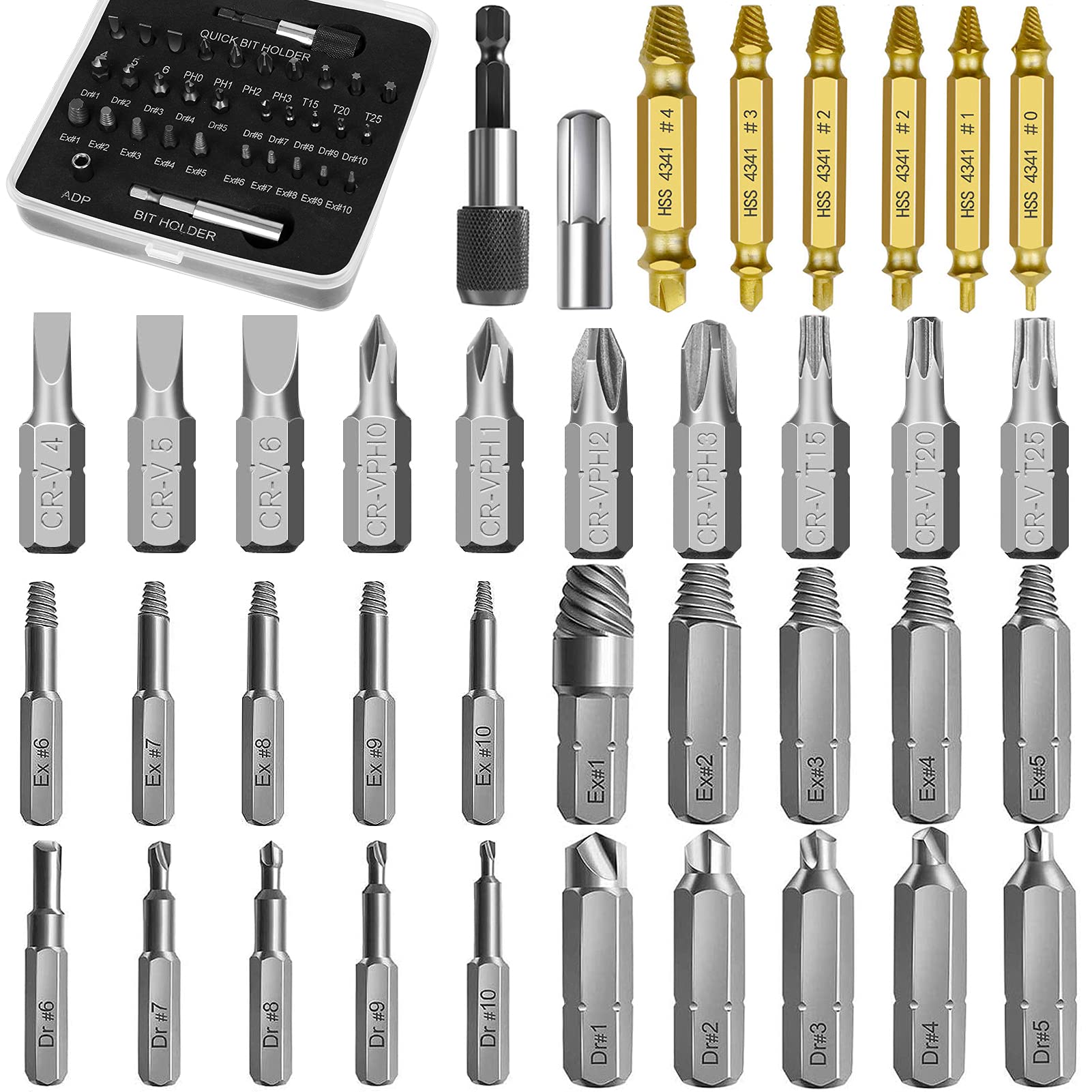 Buy Damaged Screw Extractor Set, 33+6 pcs Stripped Screw Extractor Kit ...