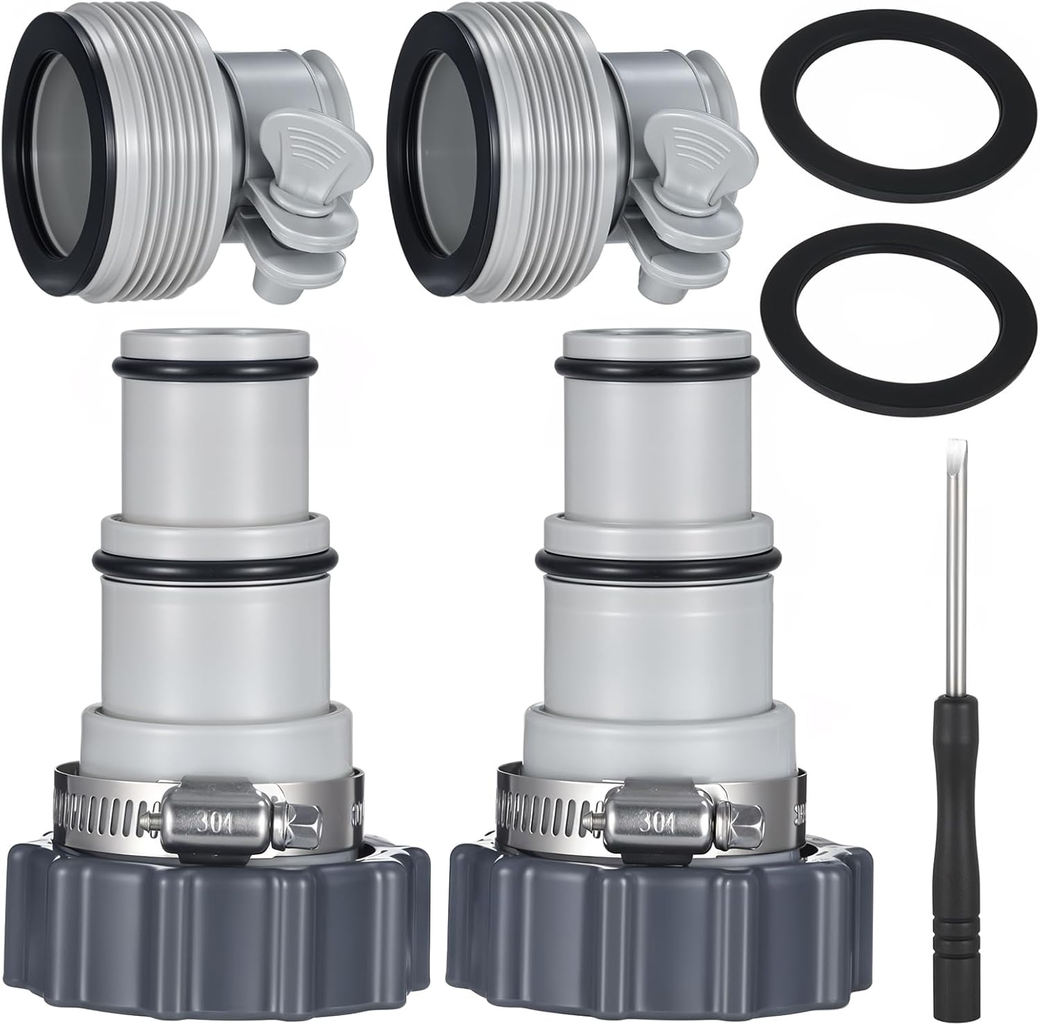 Pool Hose Adapter Kit, 2 Types Versatile Hose Conversion Adapters for 1 ...