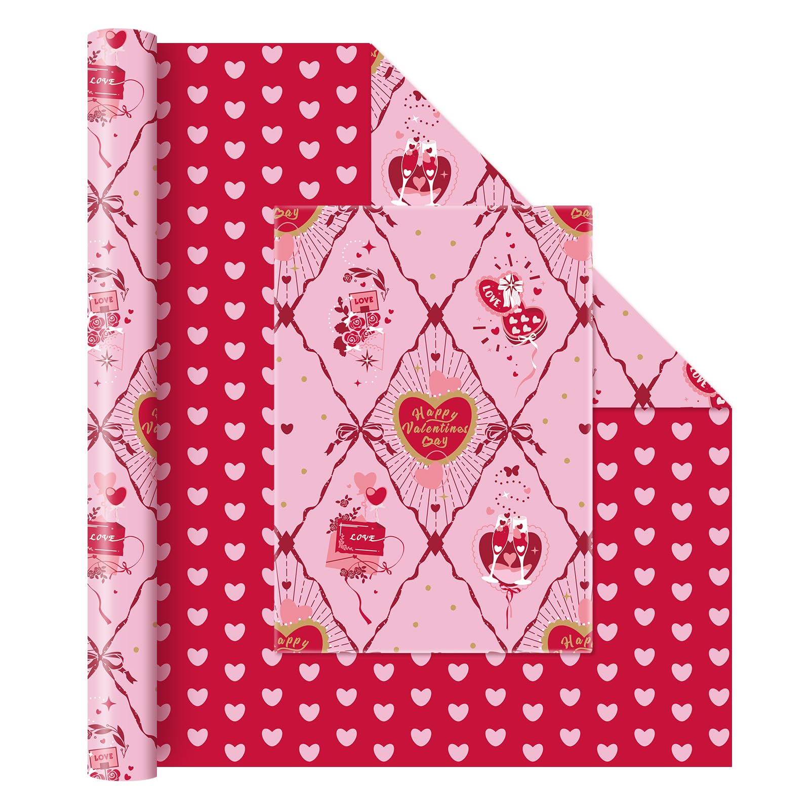 Amazon.com: WERNNSAI Valentine Wrapping Paper Roll - 1 Roll 17’’ x 33ft ...