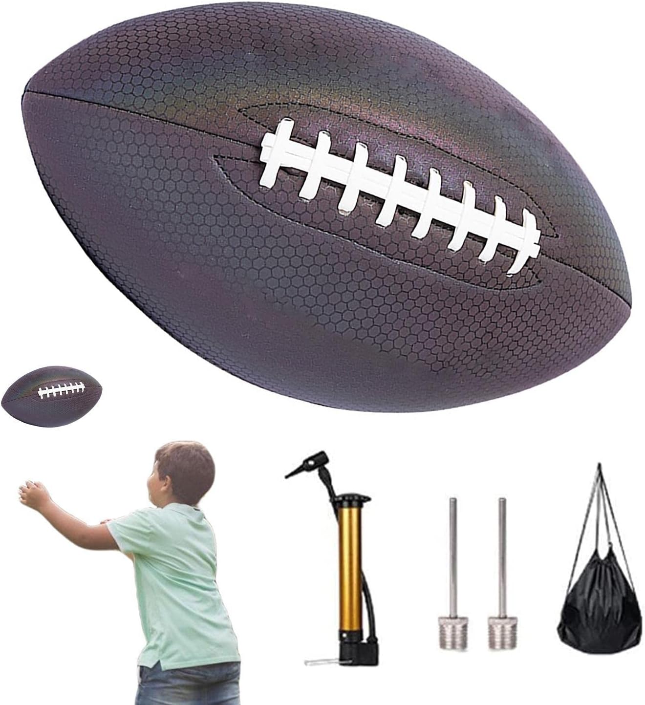 PU Rugby Ball,Glow in The Dark Sports Balls - Standard Luminous ...