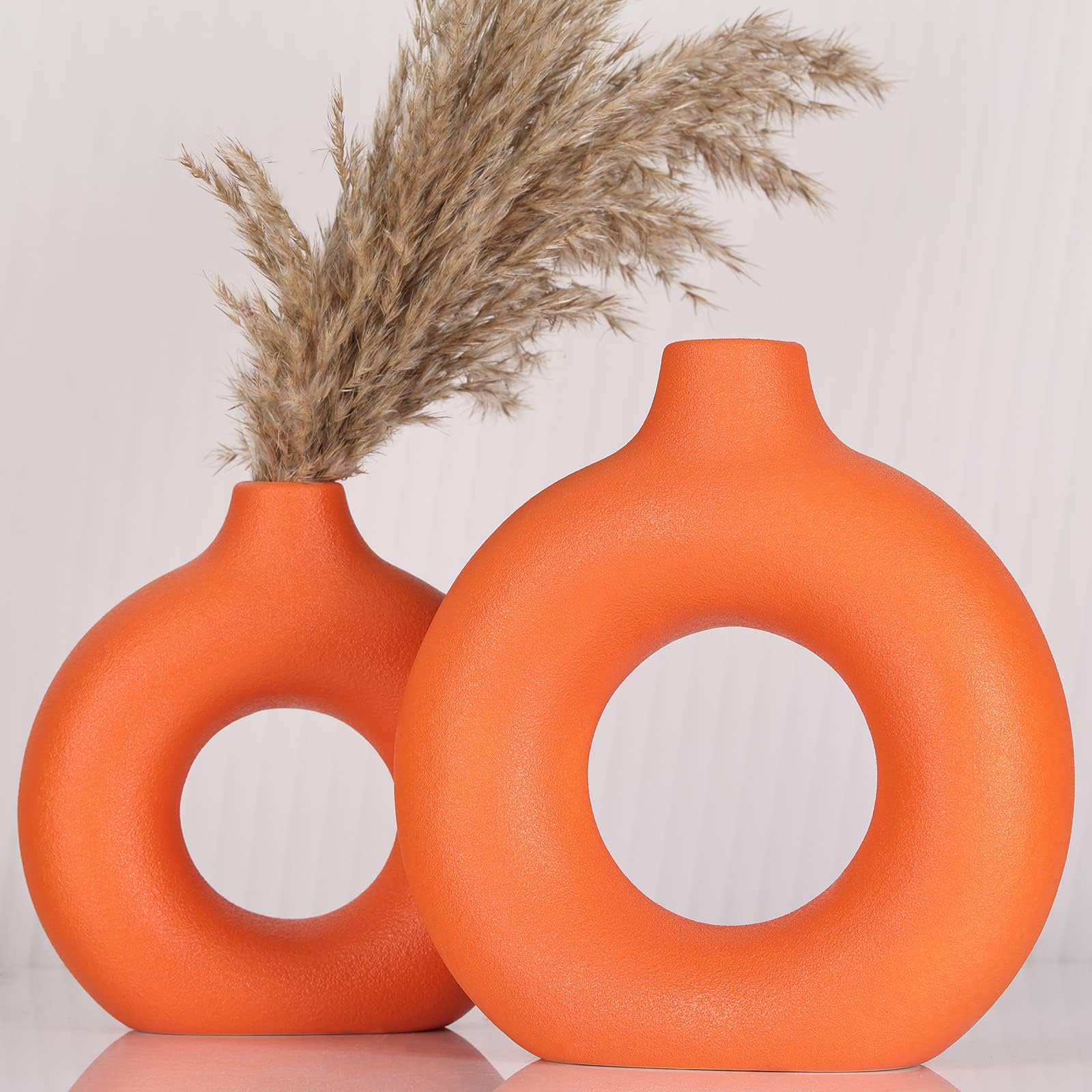 Amazon.com: Circle Orange Hollow Vases Decor, Ceramic Orange Vases for ...