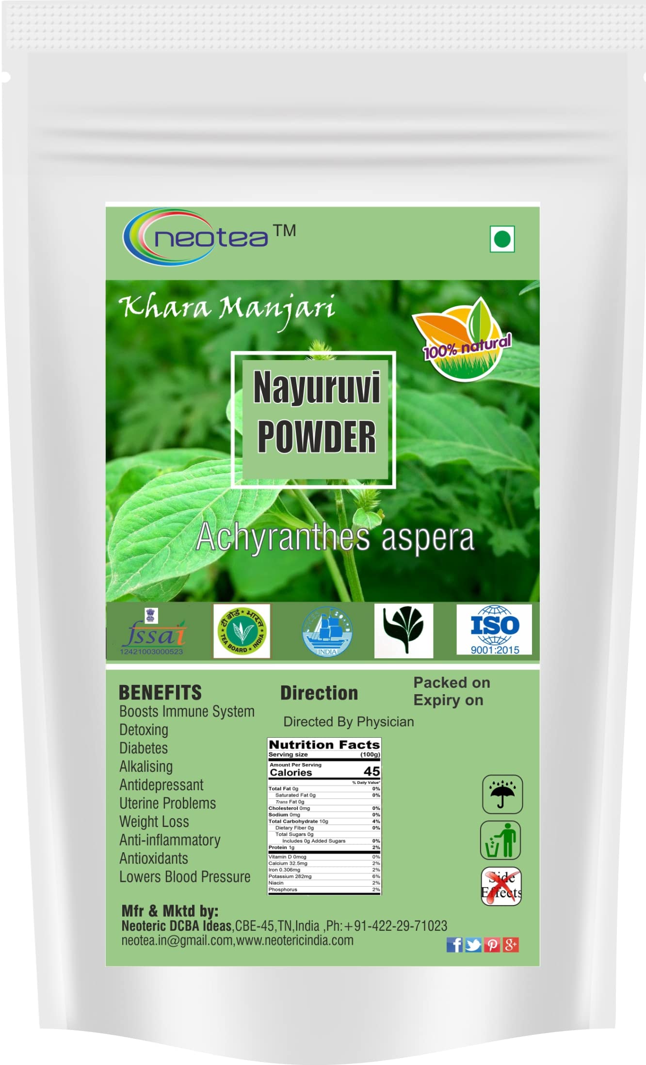 Buy Neotea Nayuruvi Leaf Powder | Apamarga Achyranthes Aspera ...