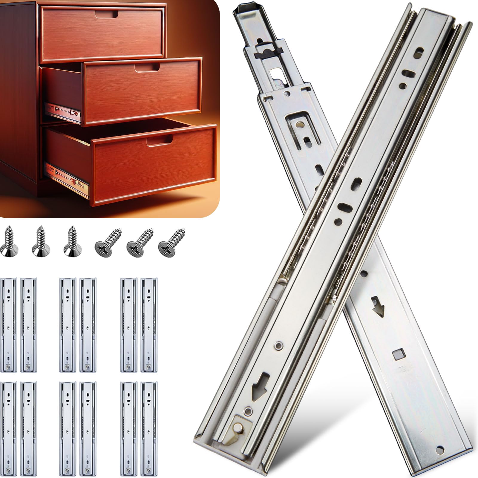 Snapklik.com : Drawer Slides, Heavy Duty, Ball Bearing, Full Extension