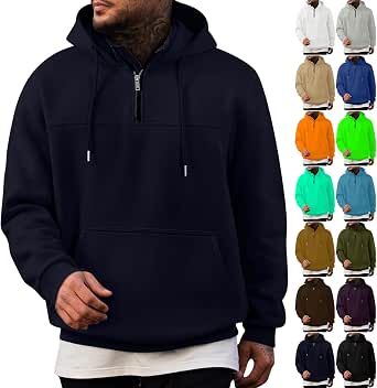 Fleece Sweatshirt Men Hoodies for Men Quarter Zip Pullover Sweatshirts ...
