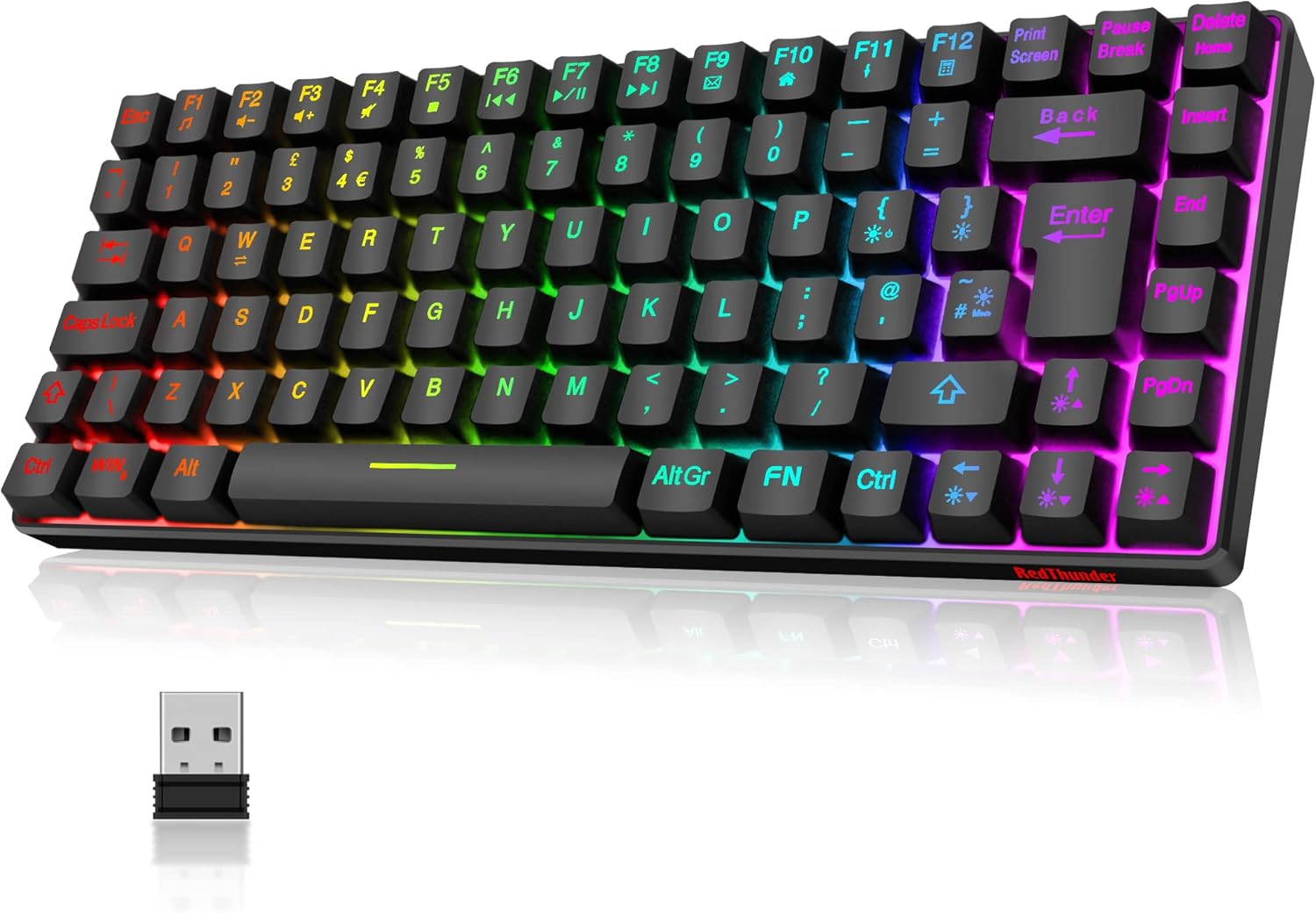 RedThunder K84 80% wiederaufladbare kabellose Gaming-Tastatur, echte ...