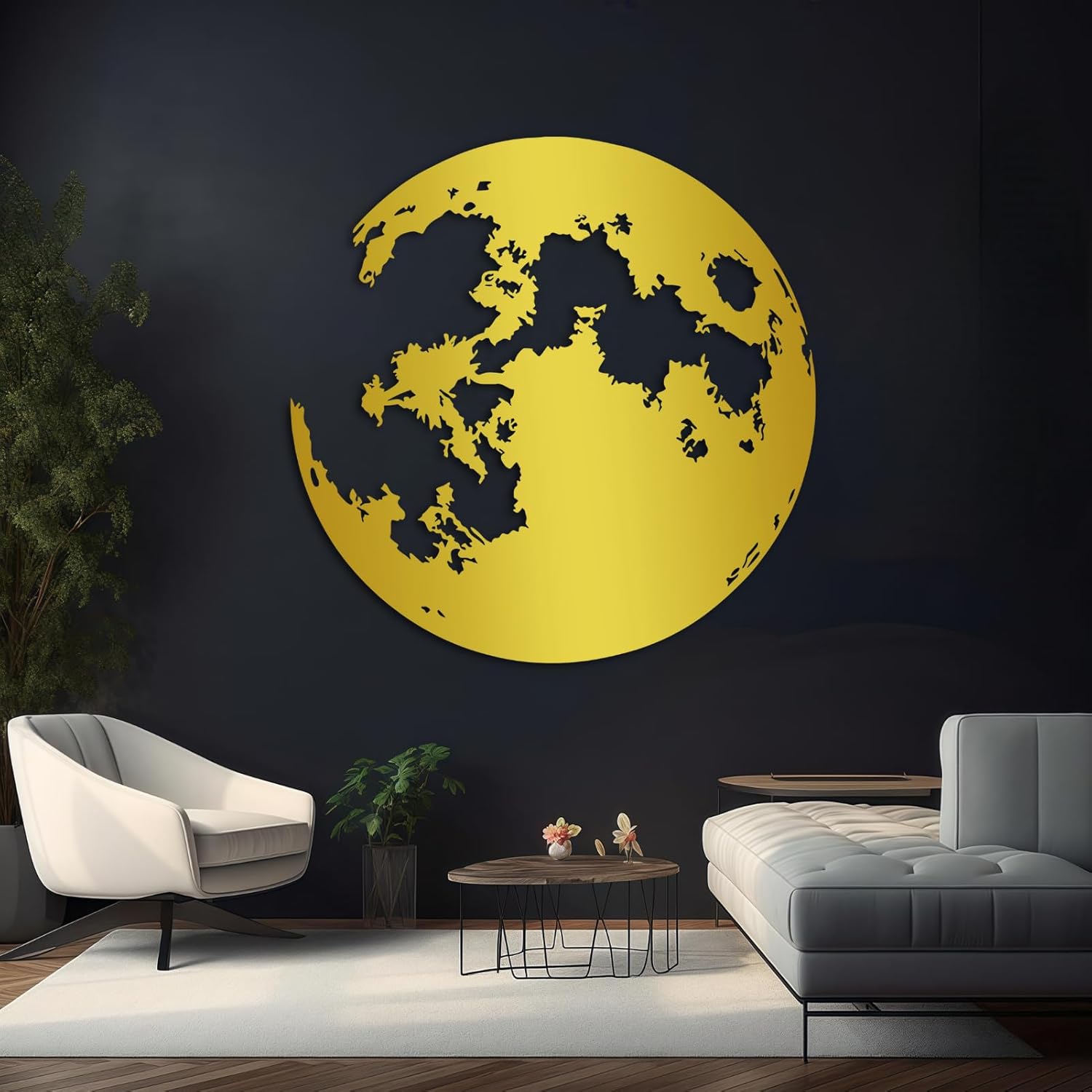 Amazon.com: Wivsev Full Moon Metal Wall Art,Metal Moon Wall Decor ...