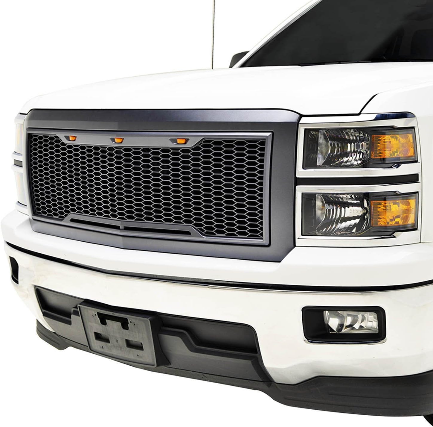Amazon.com: EAG Replacement Silverado Upper Grille Front Hood Grill ...