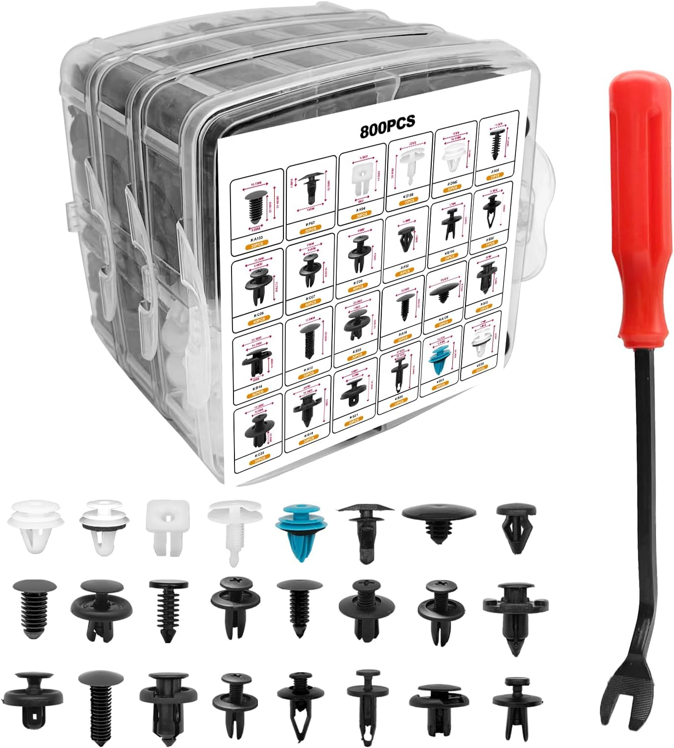 Amazon.com: 801 PCS Car Retainer Clips Fasteners 24 Most Popular Sizes ...
