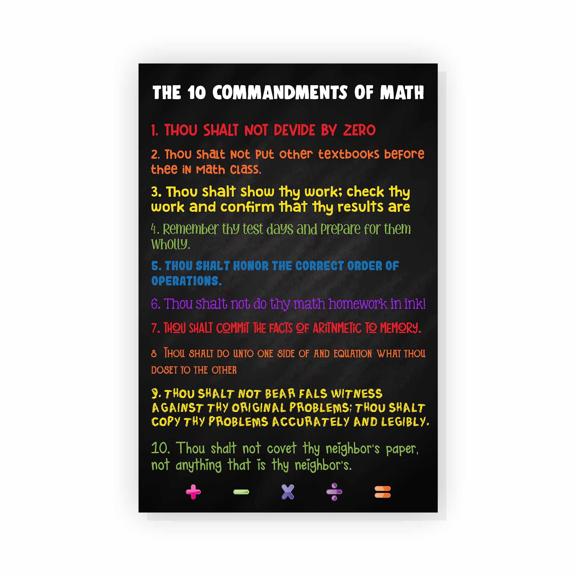 Amazon.com: Jinniee The 10 Commandments of Math Poster Math Posters For ...