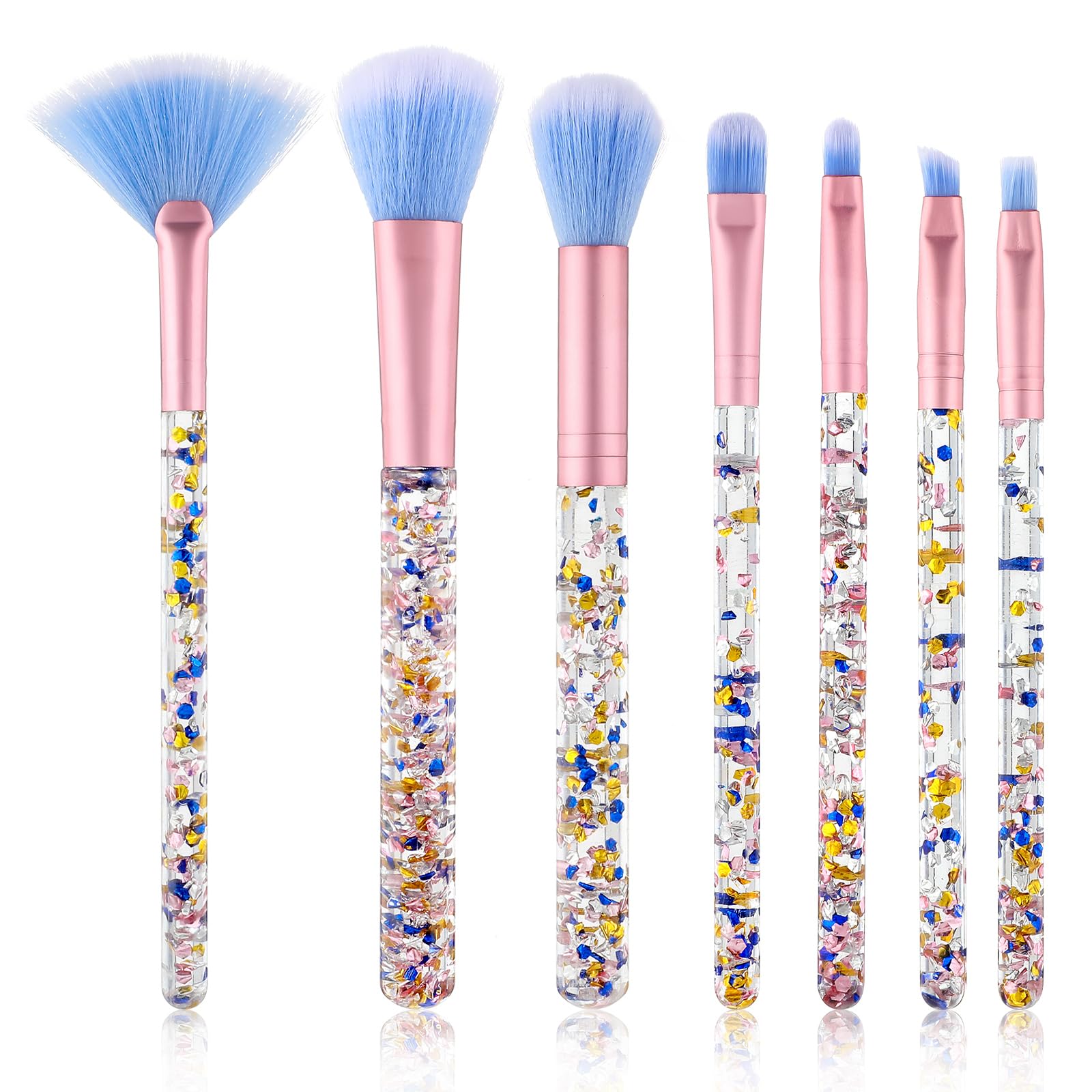 Amazon.com: WLLHYF 7 PCS Glitter Crystal Makeup Brush Set, Sparkles Fan ...