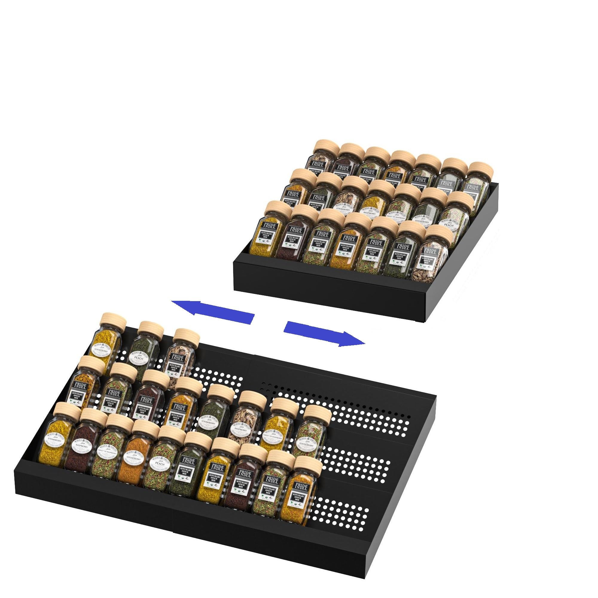 Amazon.com: Wobmmi Expandable Metal Spice Drawer Organizer,3-Tier ...