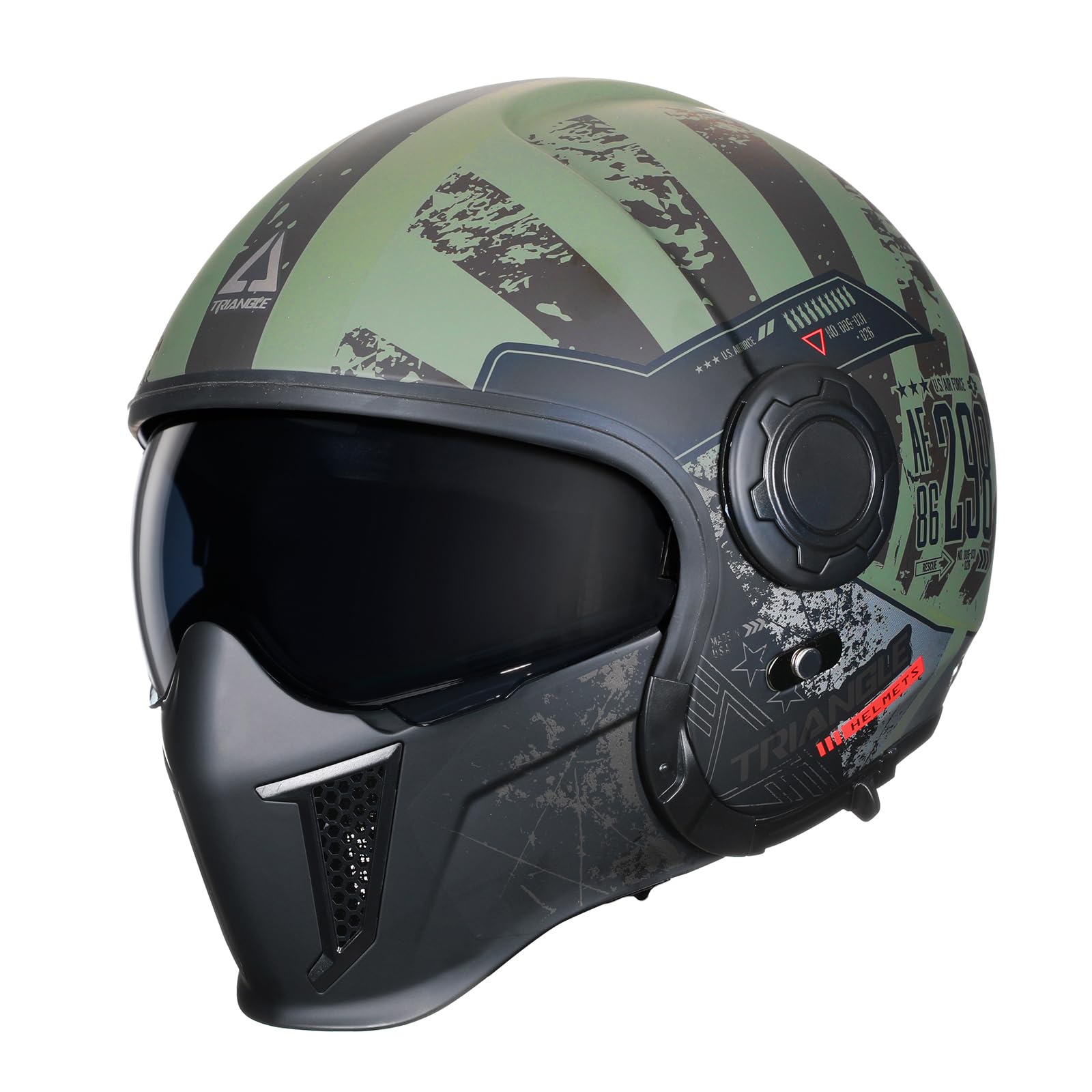 Snapklik.com : TRIANGLE Open Face Motorcycle Helmet 3/4 Half For Men