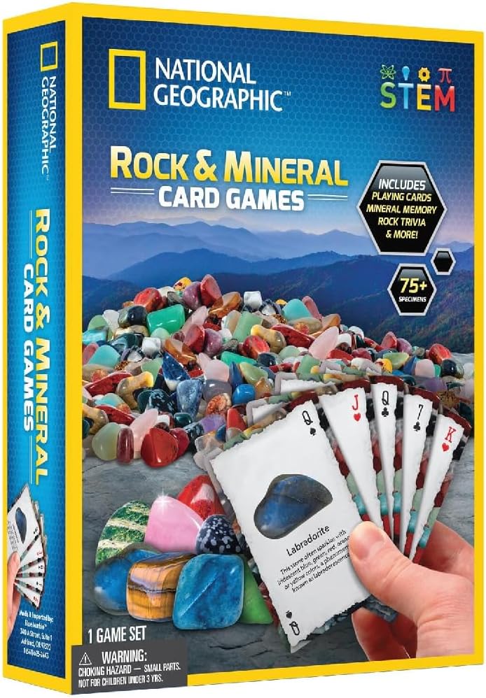 National Geographic Rock & Mineral Card Game Set with 52-Card Deck & 75 ...