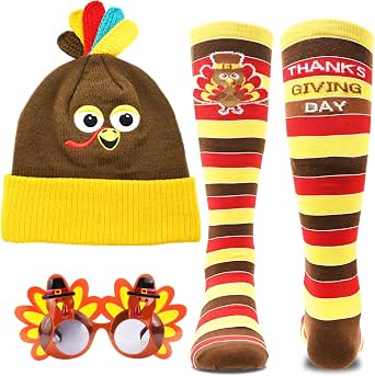 Amazon.com: 3 Pcs Thanksgiving Turkey Costume Set, Turkey Beanie Hat ...