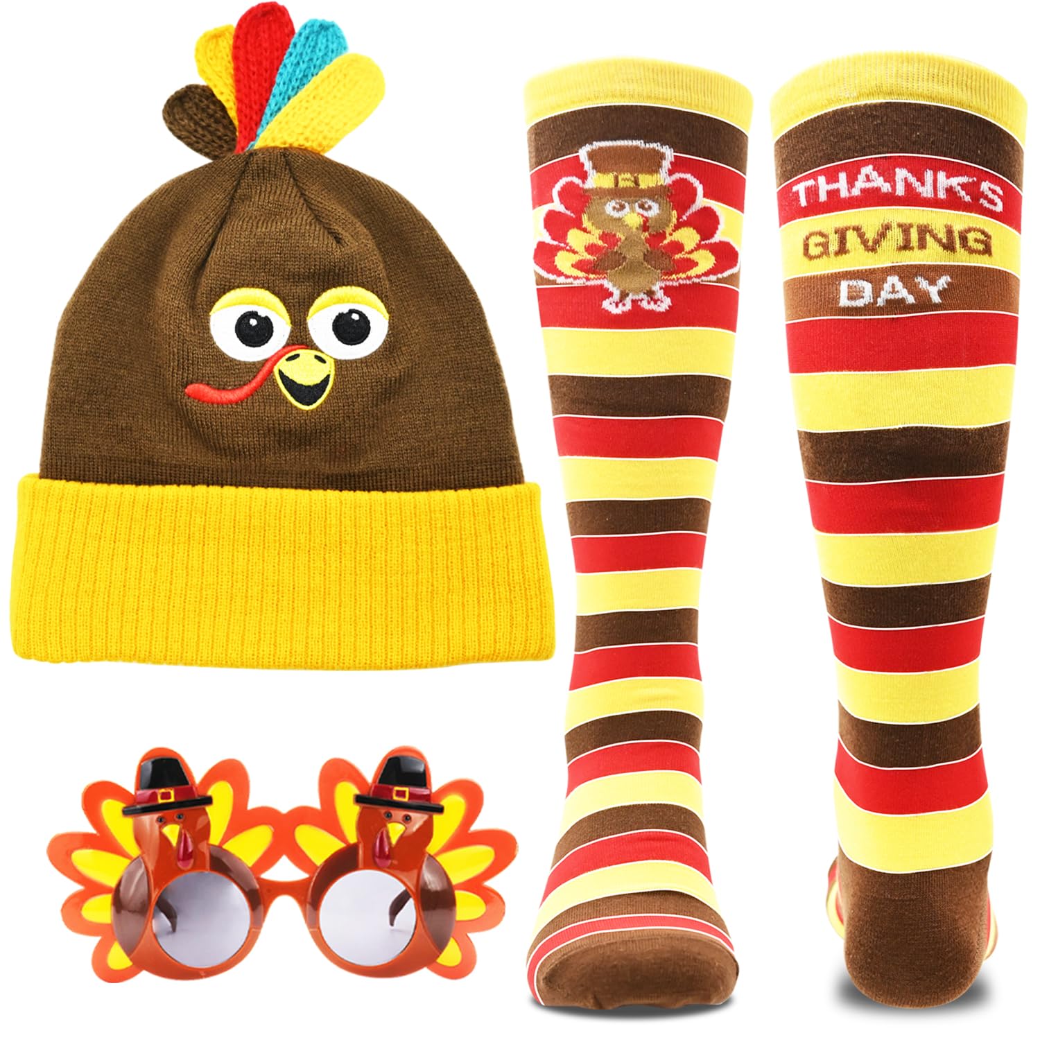 Amazon.com: 3 Pcs Thanksgiving Turkey Costume Set, Turkey Beanie Hat ...
