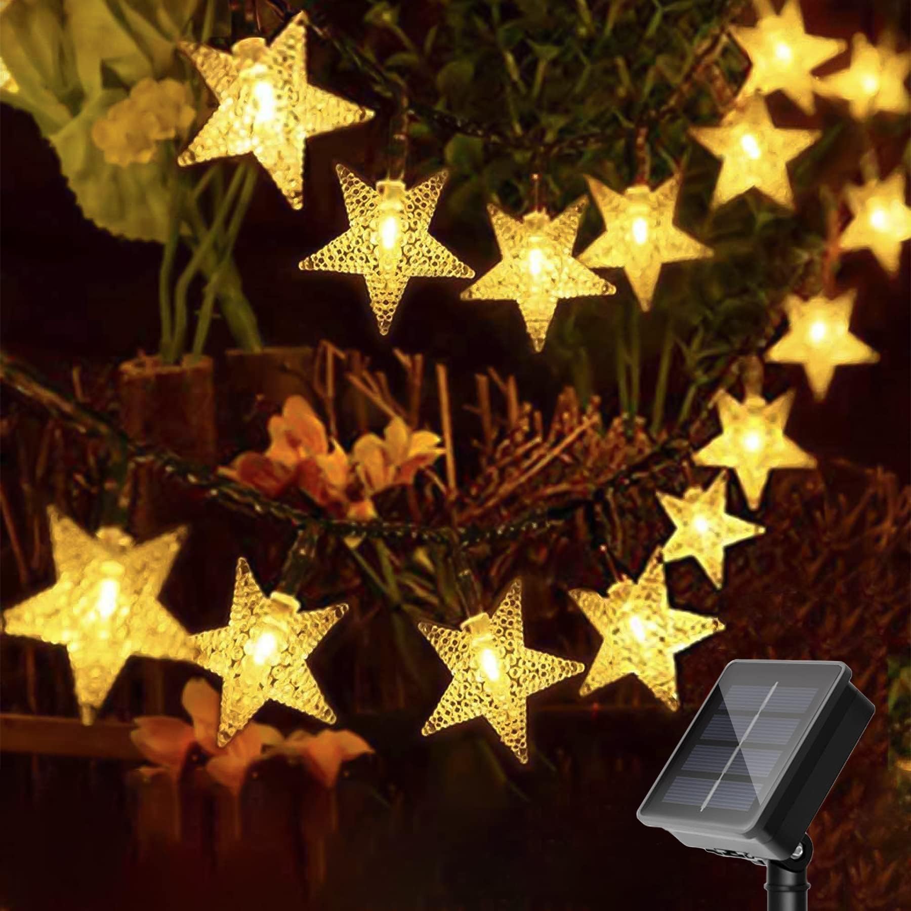Christmas Decorations Outdoor Solar Star String Lights, 50LED 23ft ...