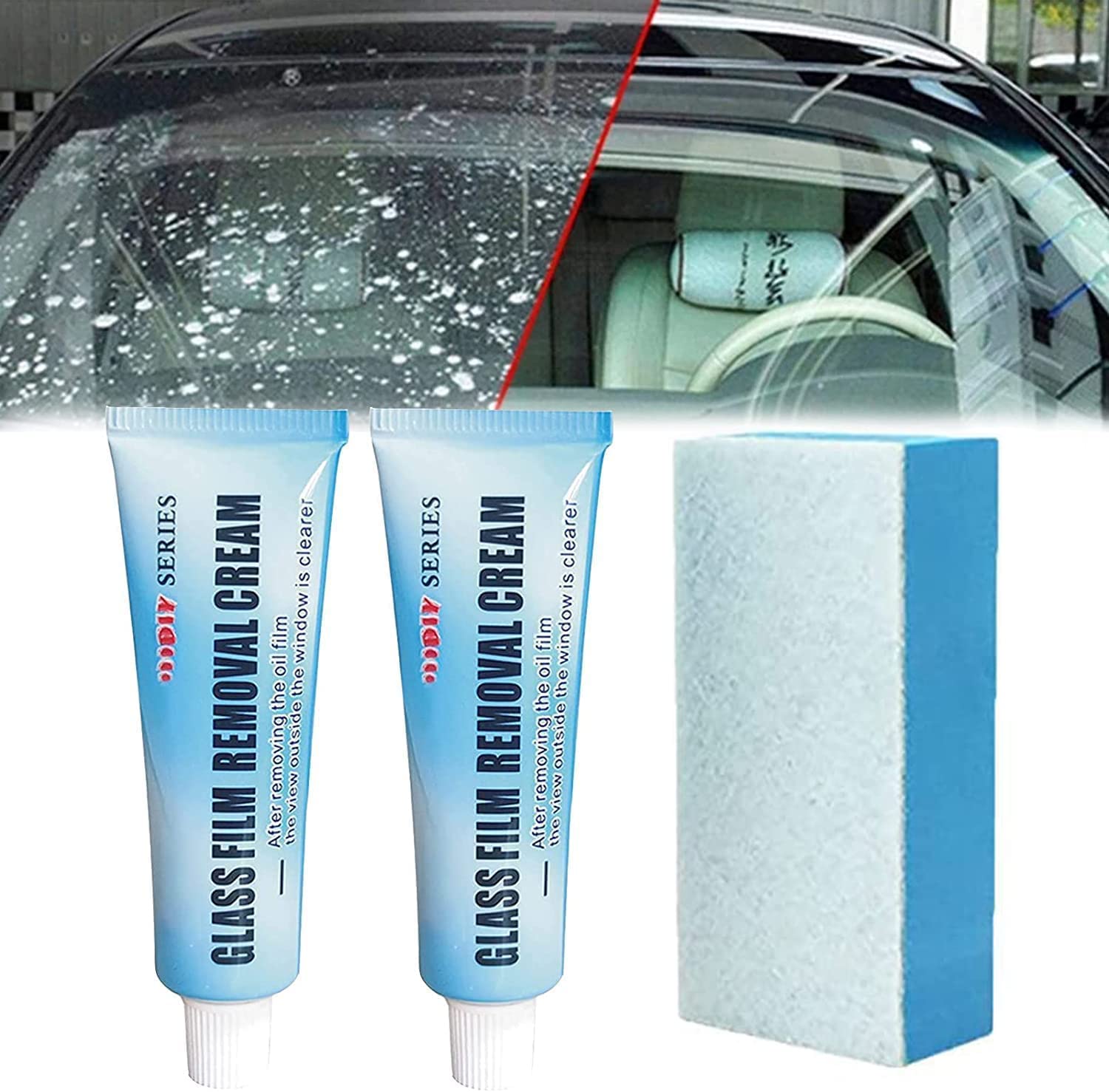 Amazon.com: 2 Pack Glass Film Removal Cream,Car Glass Oil Film Cleaner ...
