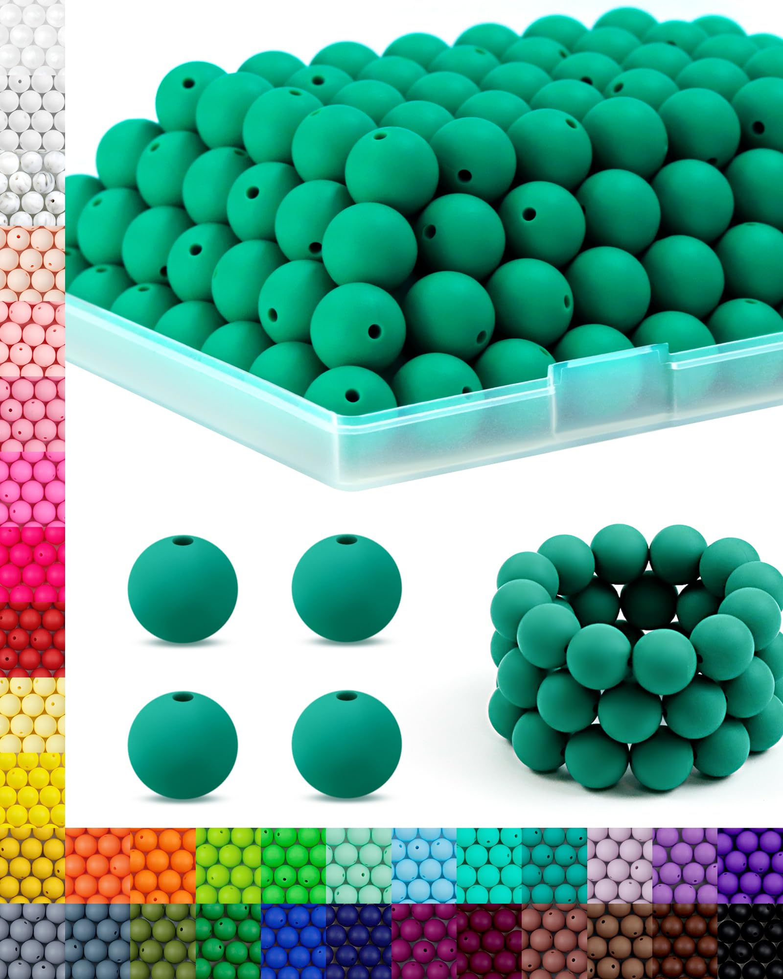 Amazon.com: 150PCS FIVEIZERO Silicone Beads 15mm for Keychain Making ...