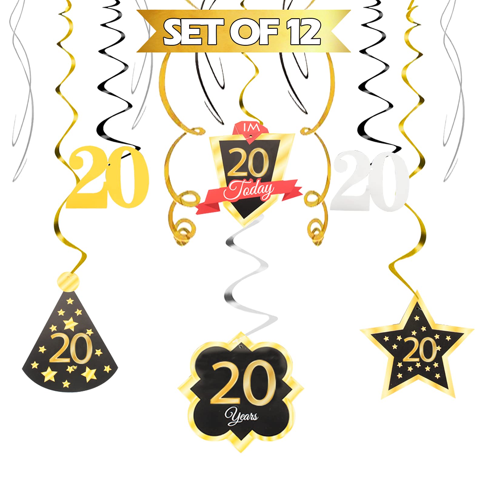 Amazon.com: LINGTEER Happy 20th Birthday Decorations,20th Birthday ...