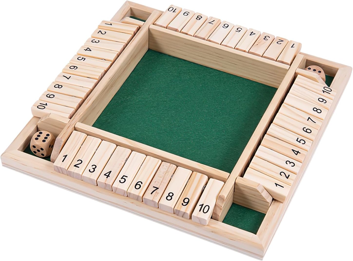 4 Player Shut The Box Game | Wooden Board Game with Dice | Traditional ...