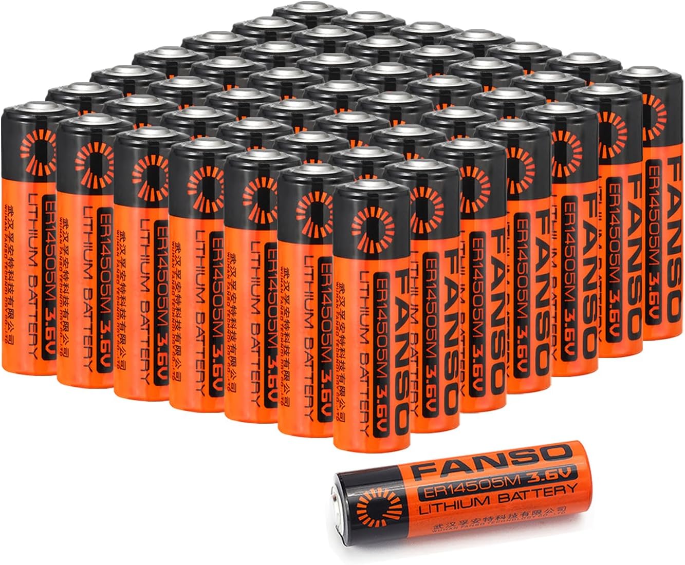 Amazon.com: STEPMAX 50 Pack FANSO ER14505M AA 3.6V Lithium Battery 2200mAh ER14505 Non ...