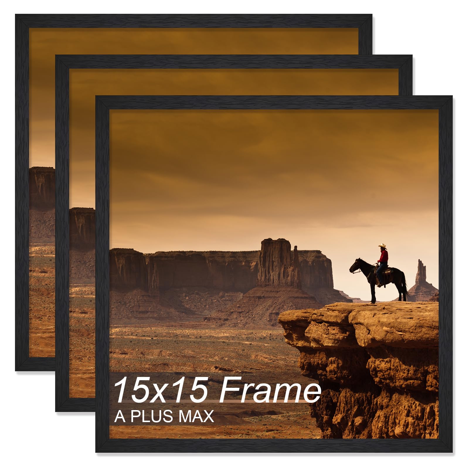 Amazon.com - A PLUS MAX Square 15x15 Frame Set of 3, Black Engineered ...