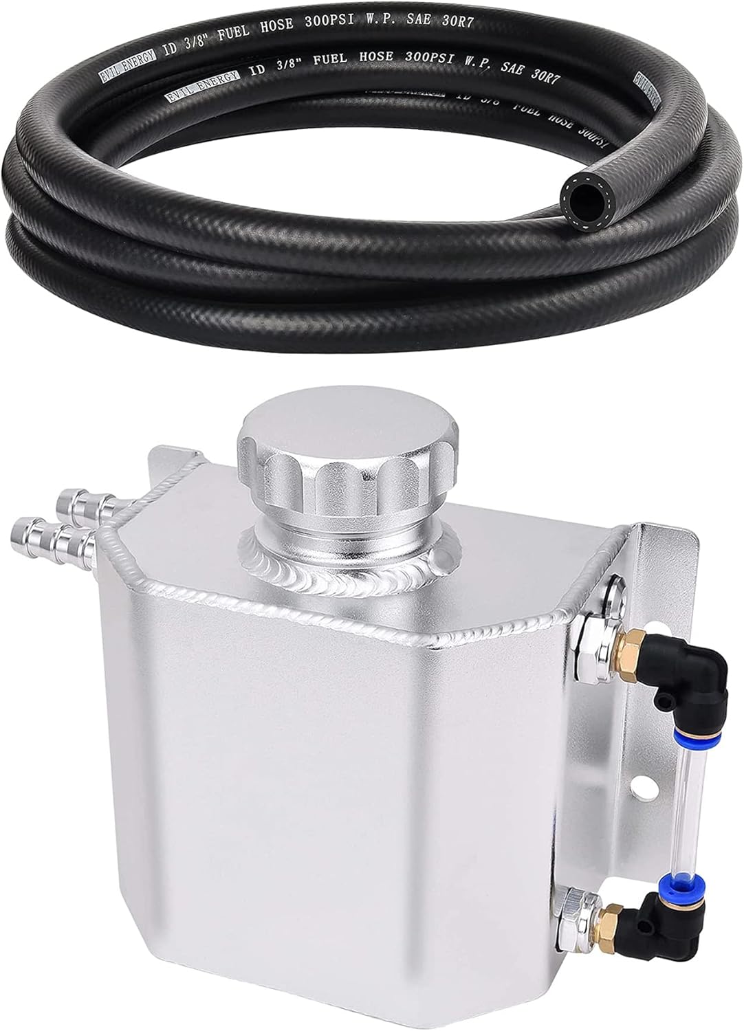 Amazon.com: EVIL ENERGY 1L Coolant Overflow Tank Silver Bundle with 3/8 ...