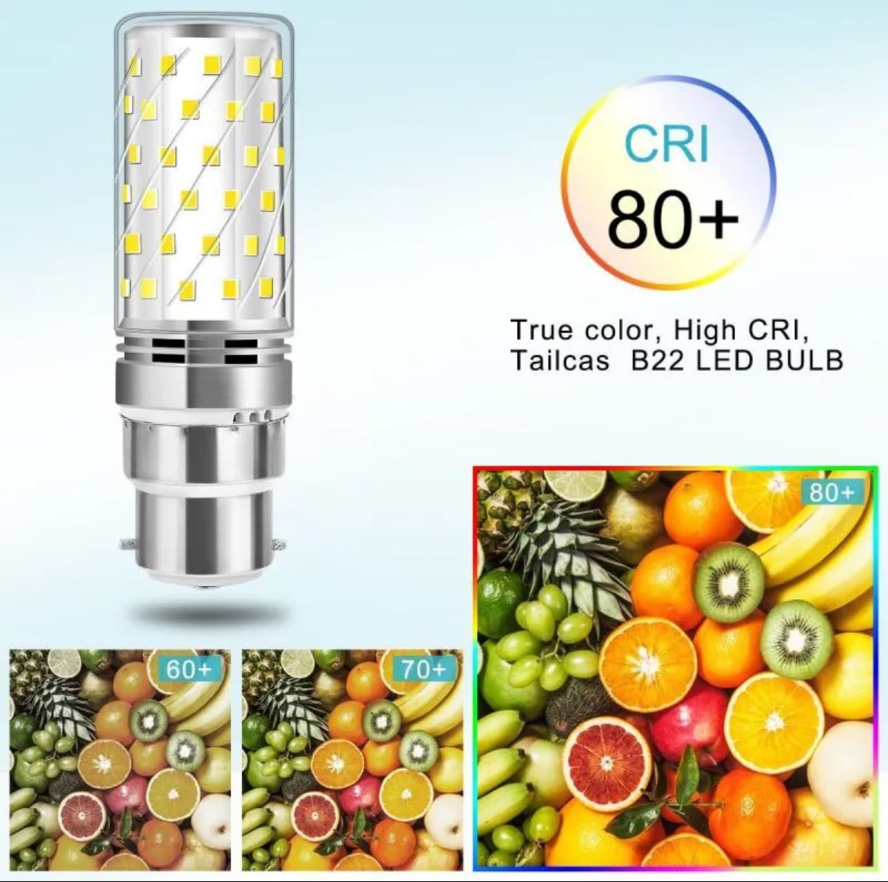 B22 LED Corn Light Bulb, 12W, Cool White 6000K, 1450LM, 230V, Bayonet ...