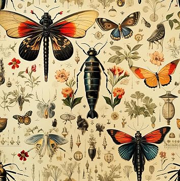 REDAMANCY Vintage Insects Butterfly Dragonfly Plants Leaf Specimen ...