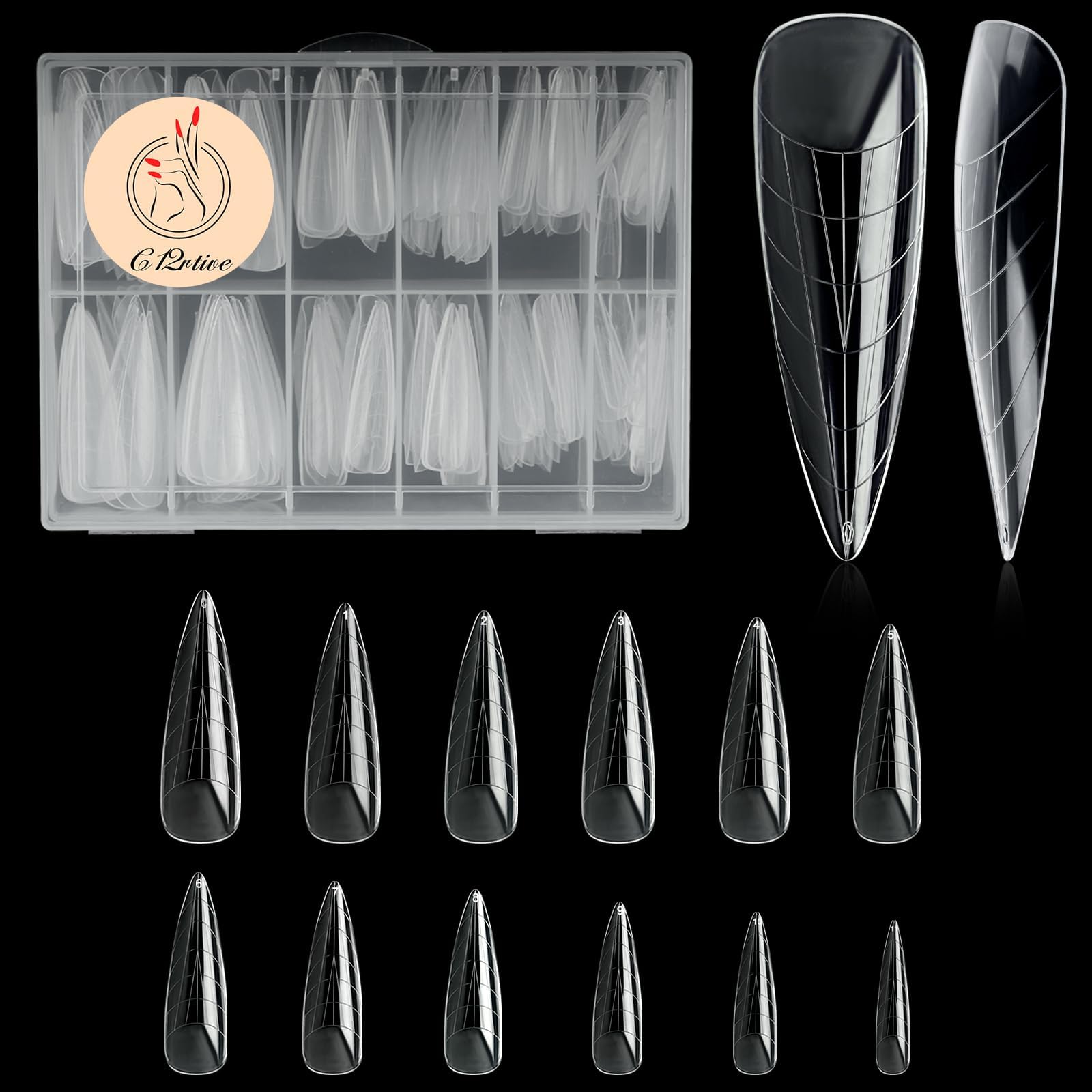 Amazon.com: Modelones 12Pcs Nail Tips Clip and 1Pcs False Nail Tip ...
