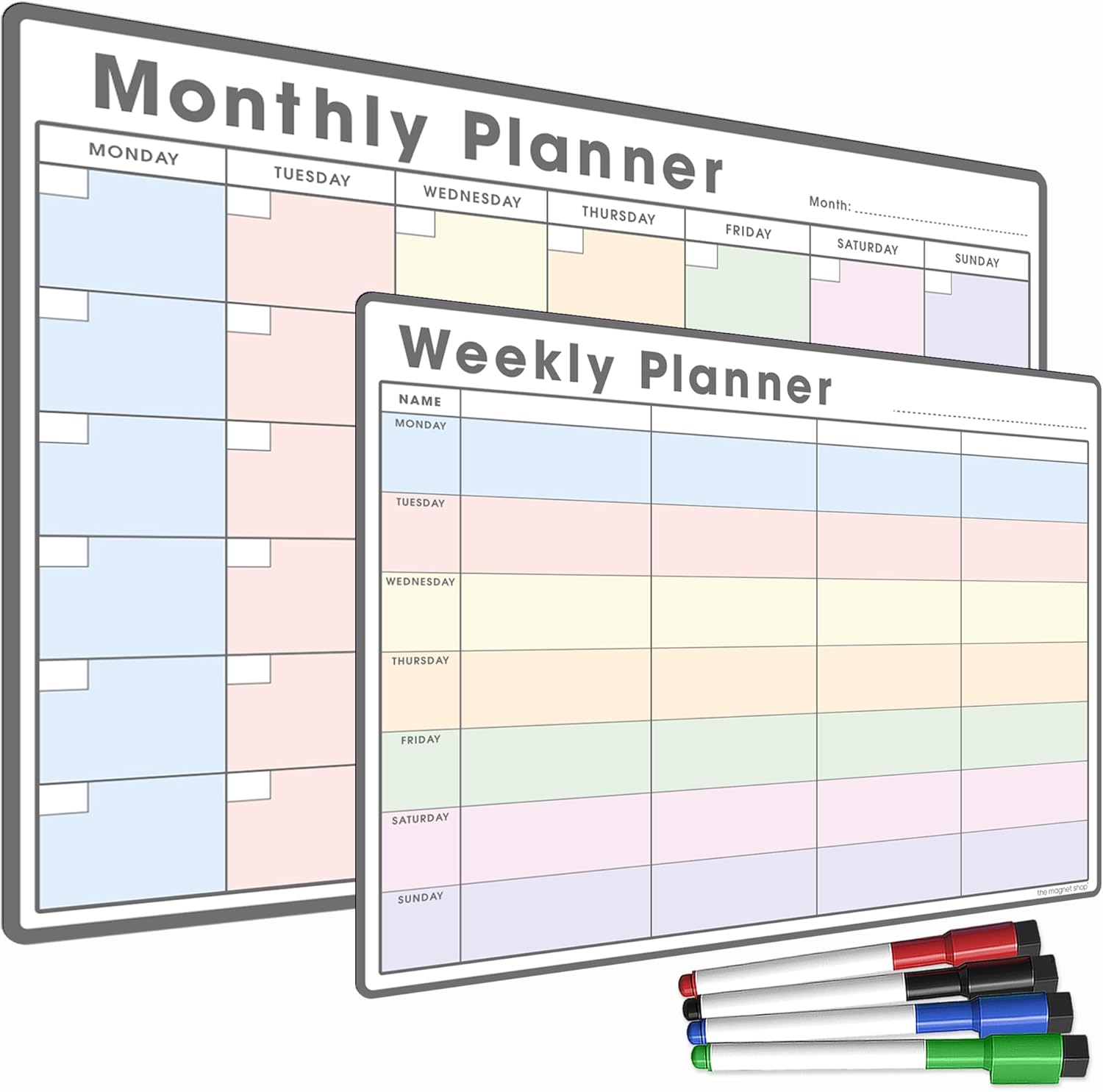 TMS Magnetic Whiteboard Planner Set | A4 Weekly & A3 Monthly Calendars ...