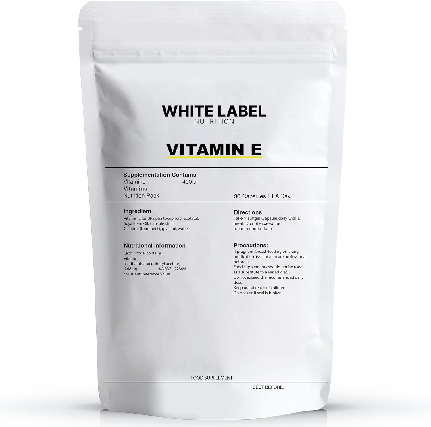 Vitamin E 400iu softgel Capsules - High Potency Supplements - | GMO ...