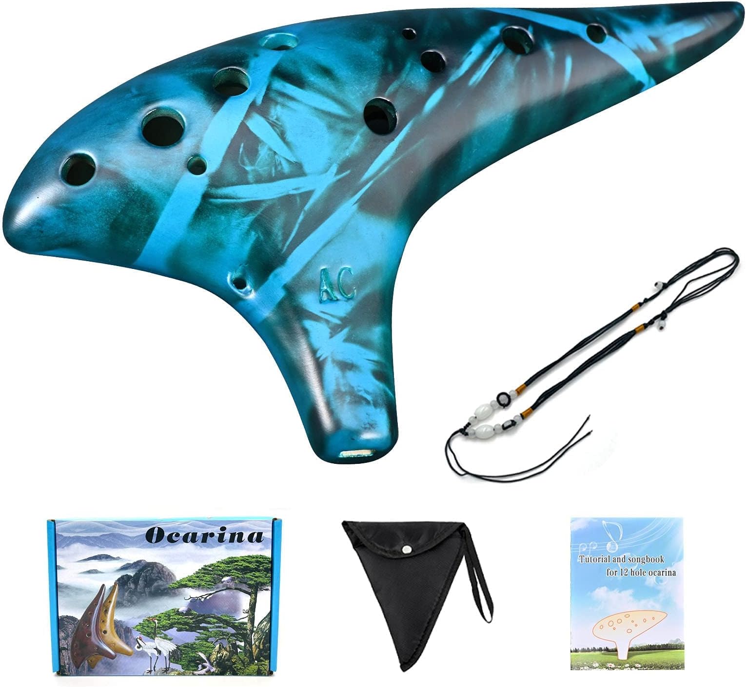 Amazon.com: AIMEIS Ocarina Instrument 12 Hole Alto C Ceramic Ocarina ...