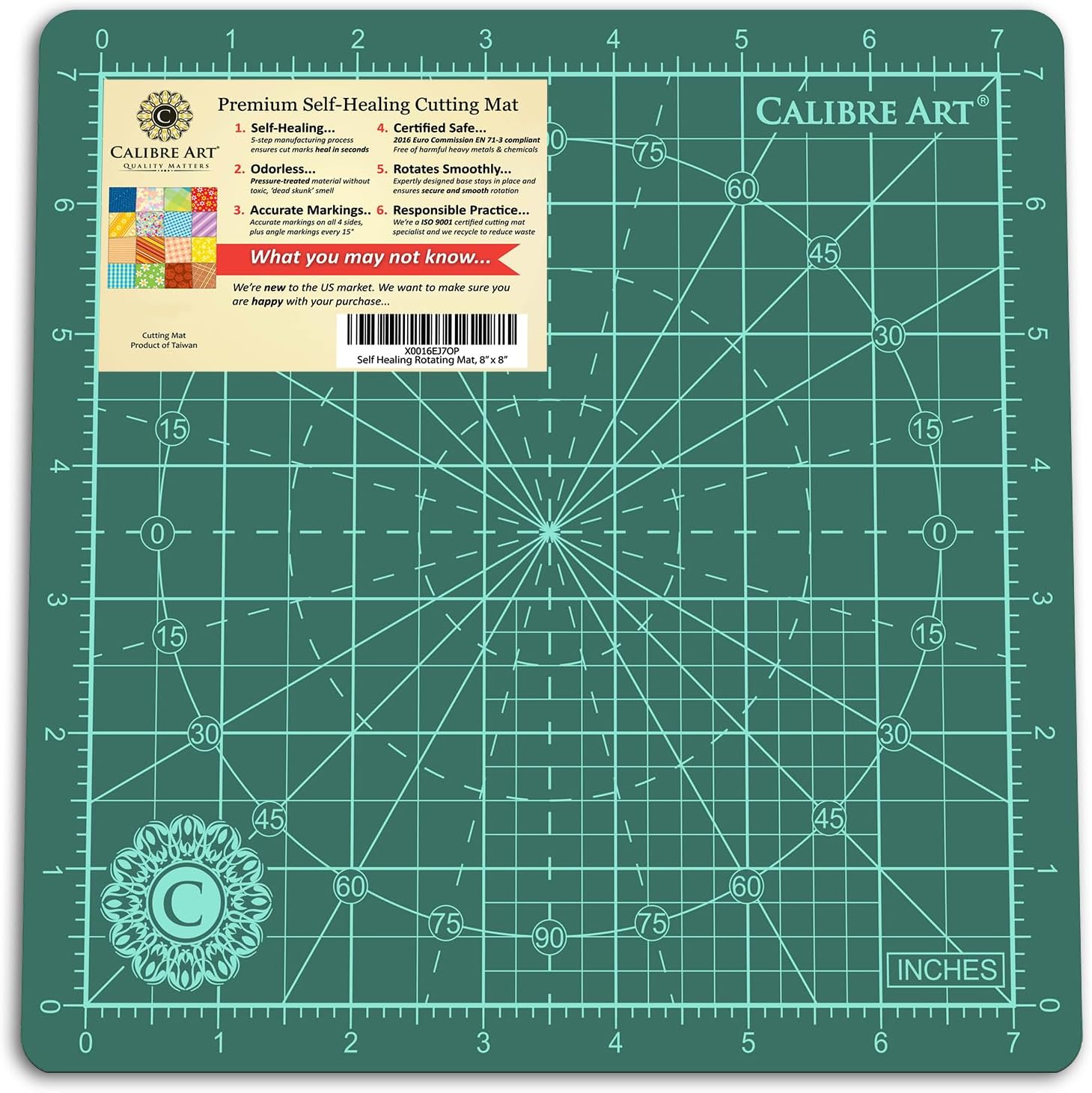 Amazon.com: Calibre Art Rotating Self Healing Cutting Mat 8x8 (7" grids ...