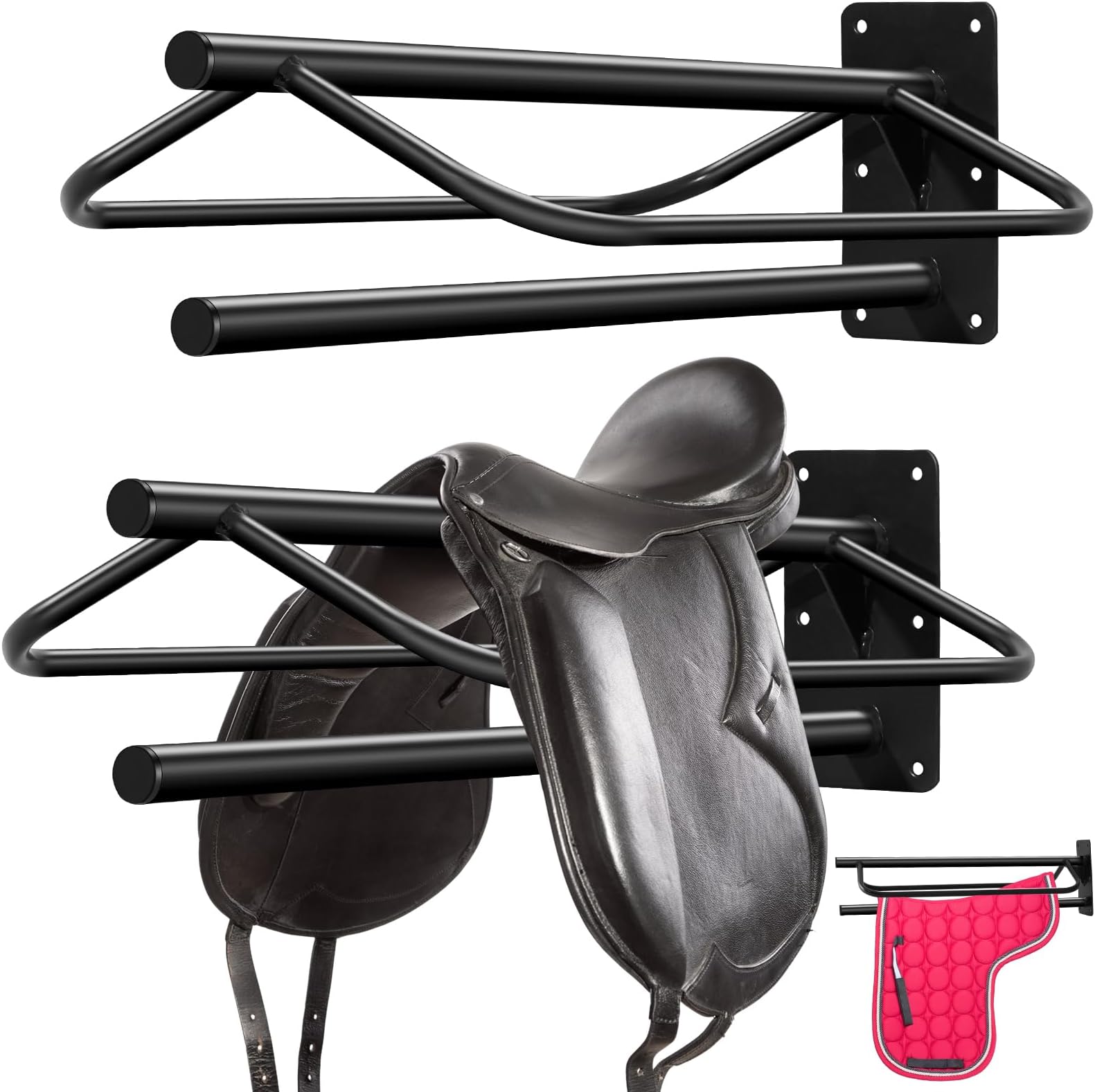 Paterr 2 Pcs Saddle Rack Wall Mount Saddle Stand Saddle Pad Rack Horse ...
